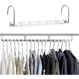 RWeLit Pack of 6 Magic Clothes Hangers Space Saving Hangers for Heavy Clothes Smart Closet Saver – Stainless Steel - Cascading Hangers Wardrobe Organizer Clothing Hanger Organizer Closet Space Saver
