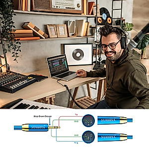 NUOSIYA XLR to 3.5mm Unbalanced Cable Adapter, Dual XLR Male Audio Cord to 1/8 inch Stereo Microphone Cable Mini Jack Aux, 22AWG Pure Copper Wire Core for Cell Phone, Laptop, Speaker, Mixer- 3FT