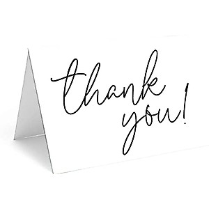 Red Door Inspirations 5x7 Thank you Note Cards with Envelopes (Black and White Thank You)