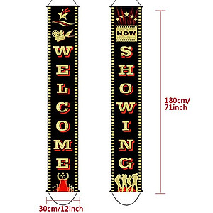 Movie Night Banner Porch Sign Banner Movie Night Decoration Set for Theme Party Supplies Birthday Baby Shower Favors Film Night Party Decorations, 2 Pieces (Movies Night)