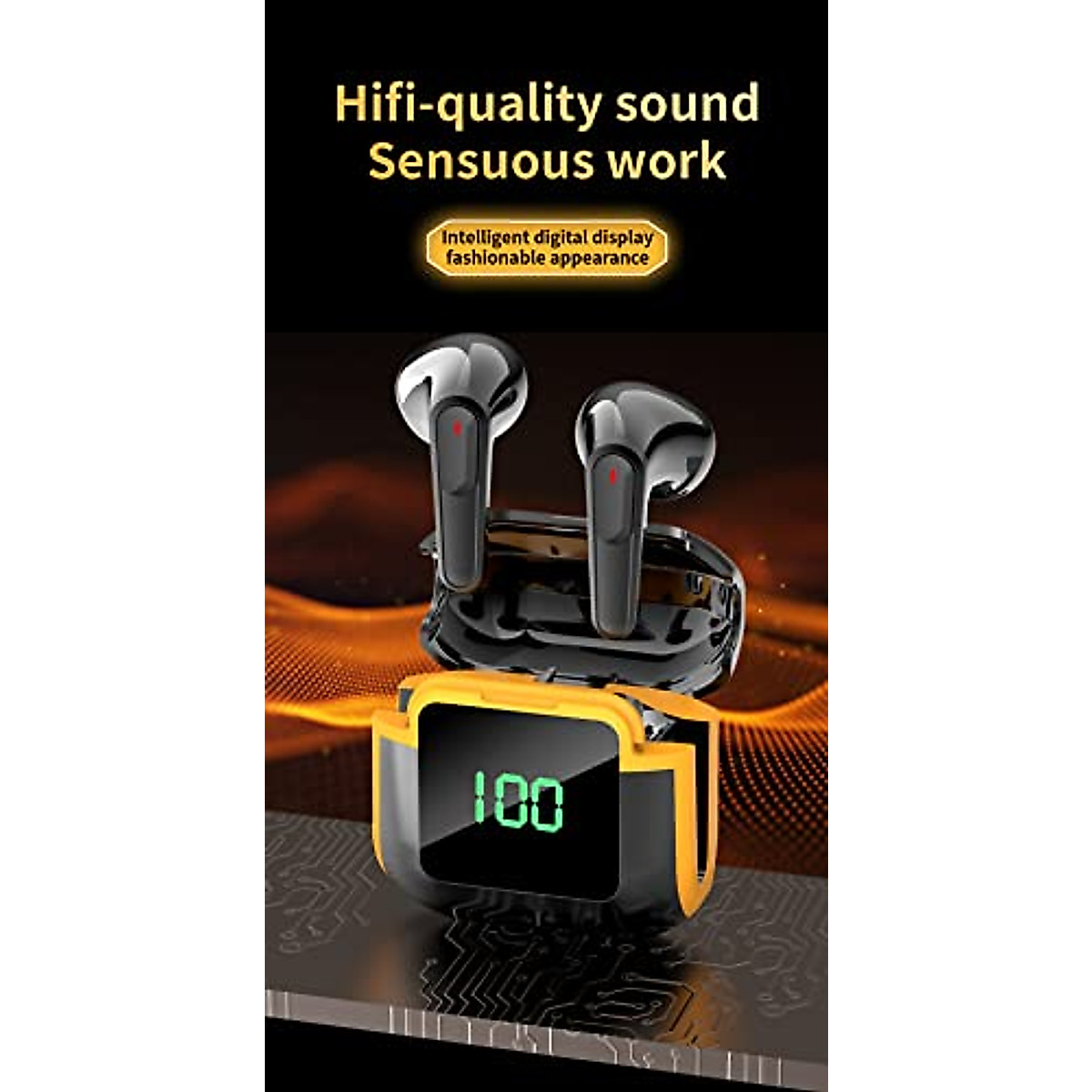 WesTch Earbuds Wireless Bluethooth 5.3 Headphones HiFi Stereo in-Ear Earphones with Touch Control Type-C Charging Case Built-in Microphone IPX4 Waterproof Headsets (Black)