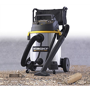 WORKSHOP Wet/Dry Vacs WS1600SS Stainless Steel 6.5-Peak Wet Dry Vacuum Cleaner, 16 Gallon w/ attachment and hose