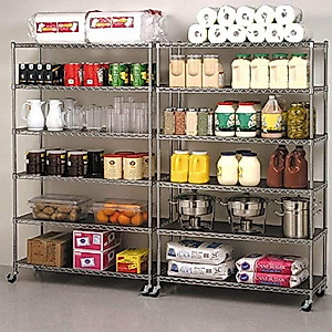 Dkelincs 6 Tier Wire Shelving Unit with Wheels 48" X 18" X 76" Metal Storage Shelves Height Adjustable NSF Heavy Duty Commercial Grade Garage Shelf Rack for Kitchen Basement Restaurant，Chrome