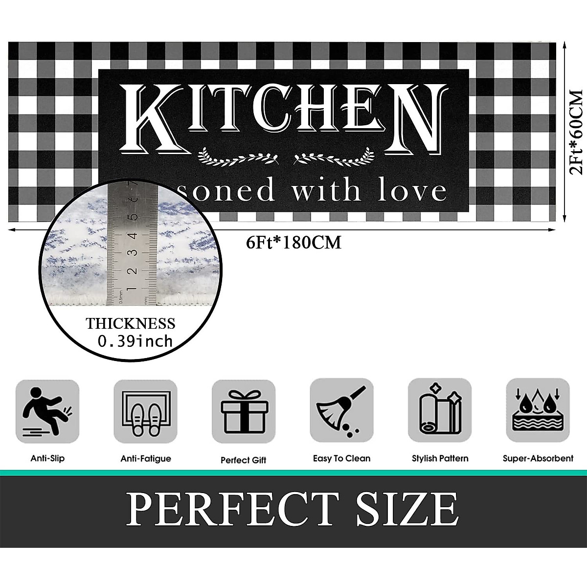 Bullpiano Christmas Reindeer,Buffalo Plaid Kitchen Mat,Xmas Tree,Stocks Floor Runner Area Rugs Non-Slip Floor Mat Doormats Living Room Bedroom