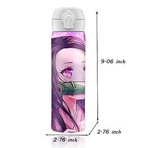 Anime Water Bottle,Anime Water Bottle Cup,Quick Open Insulated Bottle for Girls 500ml