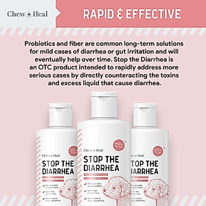 Chew + Heal Labs Anti Diarrhea for Dogs - 12 oz. of Stop The Diarrhea Liquid Supplement with Kaolin - for Diarrhea and Upset Stomach Relief - Made in The USA