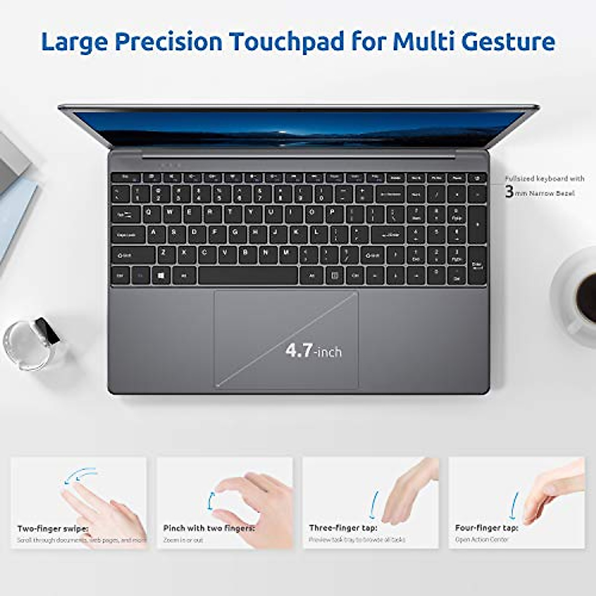 Bmax X15 Laptop Computers, 15.6" FHD (1920 x 1080) Display, Celeron 4120 up to 2.6 GHz, 8GB DDR4, 256GB SSD Storage, HDMI, Webcam, WI-FI, Windows 10 - Space Grey