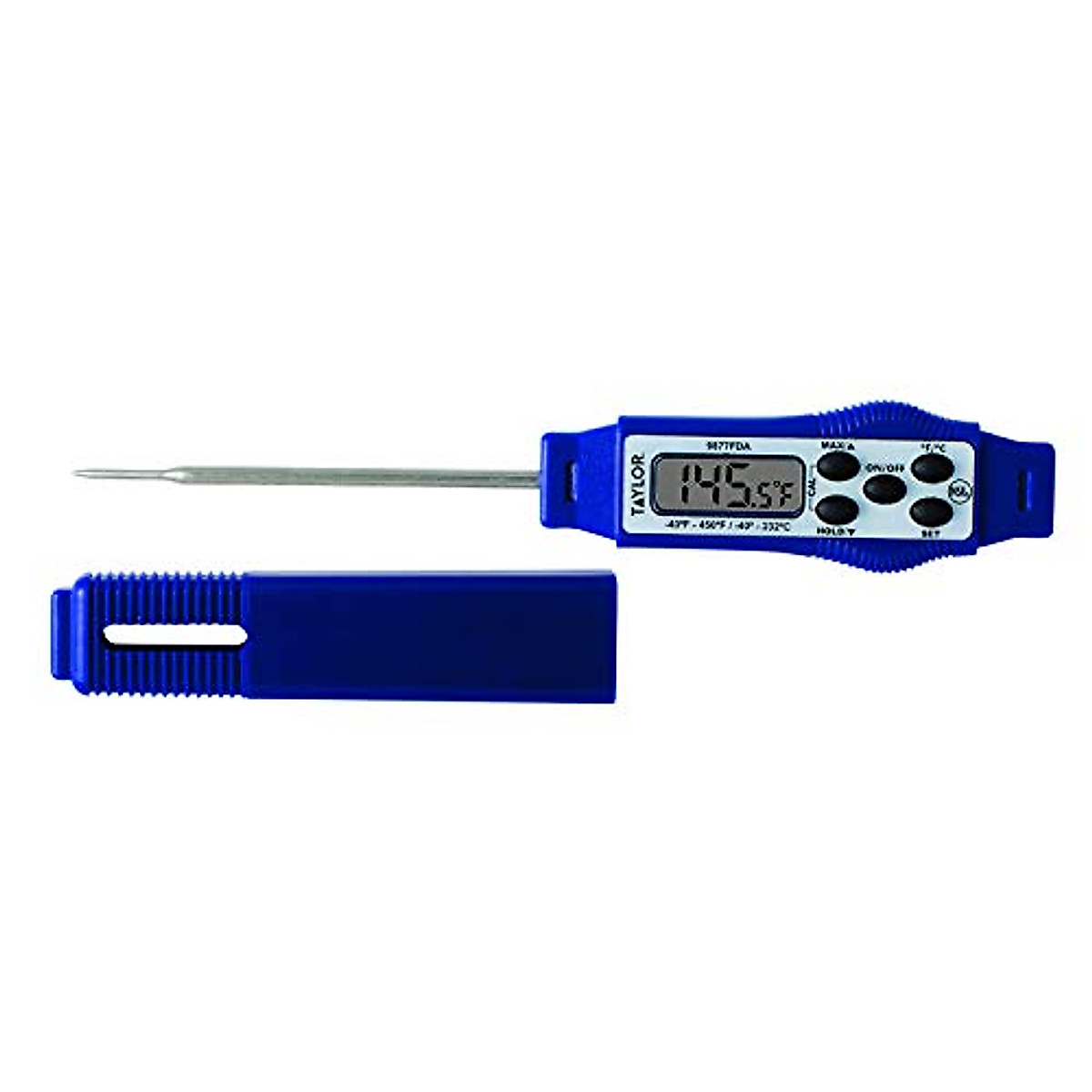 Taylor 9877FDA Compact Waterproof Digital Thermometer, 2.81" Stem Length with an Fda Recommended 1.5mm Probe Diameter, Blue