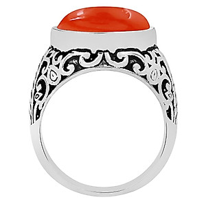 8,55 Cts Solitaire Natural Carnelian Ring 925 Silver Overlay Size 8 For Women, Orange Stone July Birthstone Ring Jewelry Gifts For Her
