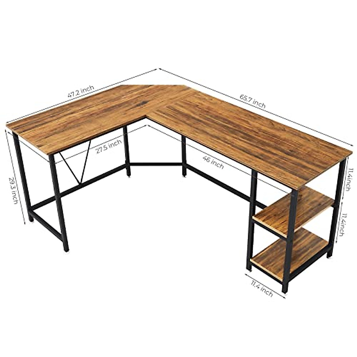 GreenForest L Shaped Computer Desk with Storage Shelves, 66 inch Modern Large Corner Gaming Desk for Home Office PC Workstation Space Saving Space, Walnut