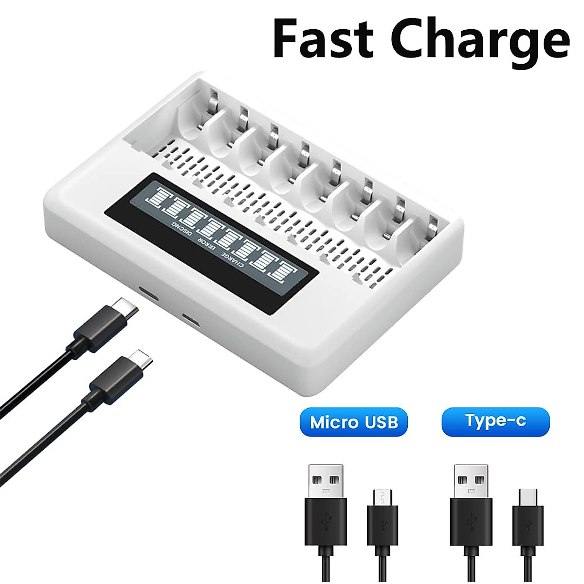 CITYORK 1.5V Rechargeable Lithium Battery with Charger, 4 Pack 1.5V AA 3000mWh and AAA 1200mWh Rechargeable Lithium Battery, LCD Display Quick Independent Battery Charger