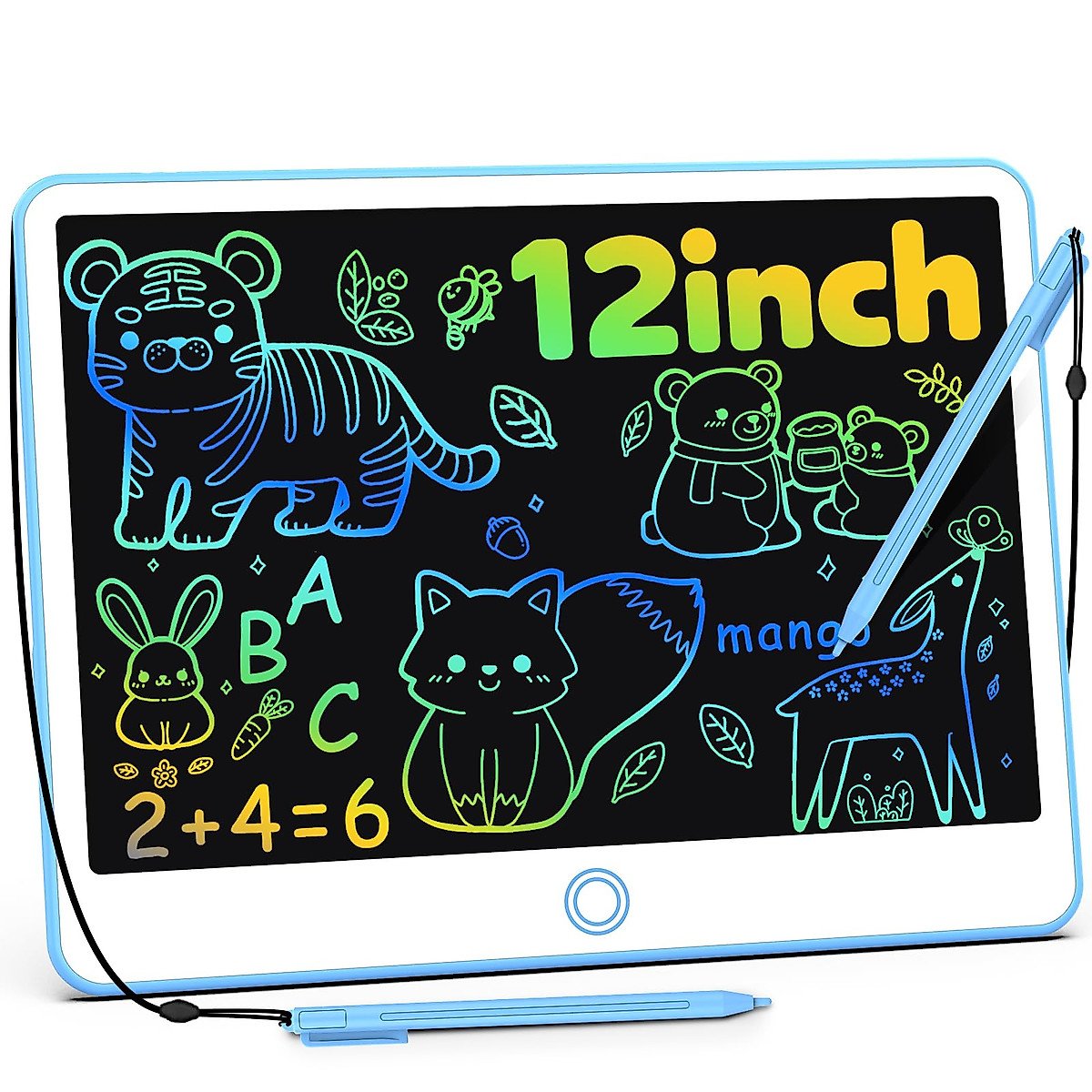 LCD Writing Tablet for Kids, 12 Inch Erasable Doodle Board Colorful Toddler Drawing Pad Mess Free Coloring Board Games Toys Gifts for Toddlers Boys Girls Adults (Macaron Blue/Green/Pink, 12 INCH)