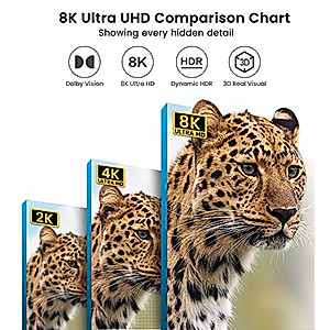 HDMI 2.1 Switch 8K HDMI Switcher Splitter, 4K 120Hz Aluminum Bi-Directional HDMI Switch 2 in 1 Out or 1 in 2 Out HDR Ultra HD 48Gbps 8K@60Hz, for PS5, Xbox Series X, Roku, Apple TV, Samsung TV LG TV