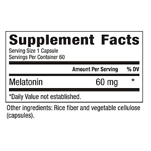 Melatonin Pure 60mg – High Potency Nighttime Sleep Aid for Deep Rest, Relaxation, Jet Lag & Stress Relief – Fast-Acting, Non-Habit Forming, Drug-Free, Made in USA (60 Capsules)