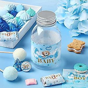 Clabby 39 Pieces Water Bottle Labels, Stickers Wrappers Waterproof Labels for Baby Shower Party Decoration (Blue, Bear Style), 1.0 Count