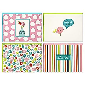 Hallmark Assorted Blank Cards (Stripes, Floral, Polka Dots, Bird, 40 Cards with Envelopes)