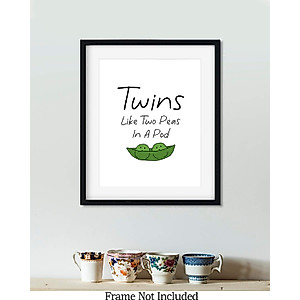 Govivo Twins | Like Two Peas In A Pod - Wall Decor Art Print with a black background - 8x10 unframed typography artwork printed on photograph paper