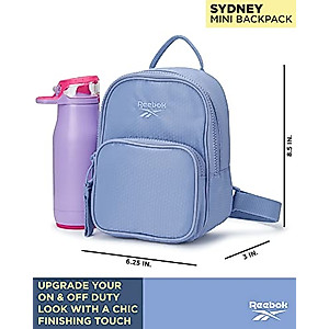 Reebok Women's Backpack - Sydney Lightweight Mini Shoulder Purse - Casual Gym Bag for Kids, Teens, and Adults, Size One Size, Stormy Peri