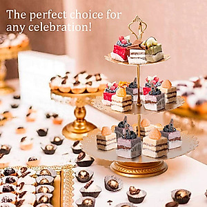 Gold Cake Stand Set, 6 Pcs Metal Antique-Inspired Cake Stands for Dessert Table Display Set with Cake Pop Stand, Cupcake Tower, Treats Candy Station for Baby Shower Birthday Party Decor