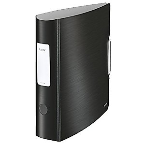 Leitz 11080094 multifunction folder (A4, round back (8, 2 cm wide) elastic band closure, plastic, Active Style) satin black