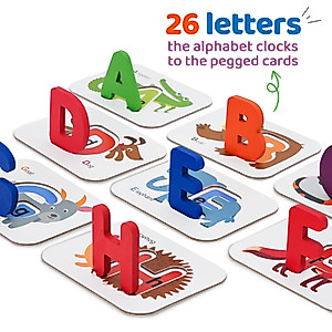 LiKee Alphabet Flash Cards Wooden Letter Puzzle ABC Sight Words Matching Games Counting Board Preschool Educational Montessori Toys for Toddlers Boys Girls 3+ Years (36 Cards& 37 Wood Pieces)