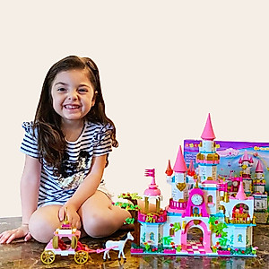 HOGOKIDS Girls Castle Princess Building Toys - Girl Dream House 5-in-1 Pink Castle & Carriage Playsets STEM Building Blocks Set Fantasy Gifts for Kids Age 6 7 8 9 10 11 12 Years Old (998 PCS)
