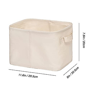 YONBEN Decorative Basket Rectangular Fabric Storage Bin Organizer Basket with Handles for Clothes Storage (11.6 x 8 x 7.8, Beige)