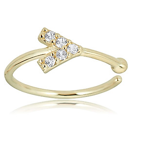 AVORA 14K Yellow Gold Simulated Diamond CZ Arrow Nose Ring Body Jewelry (20 Gauge)