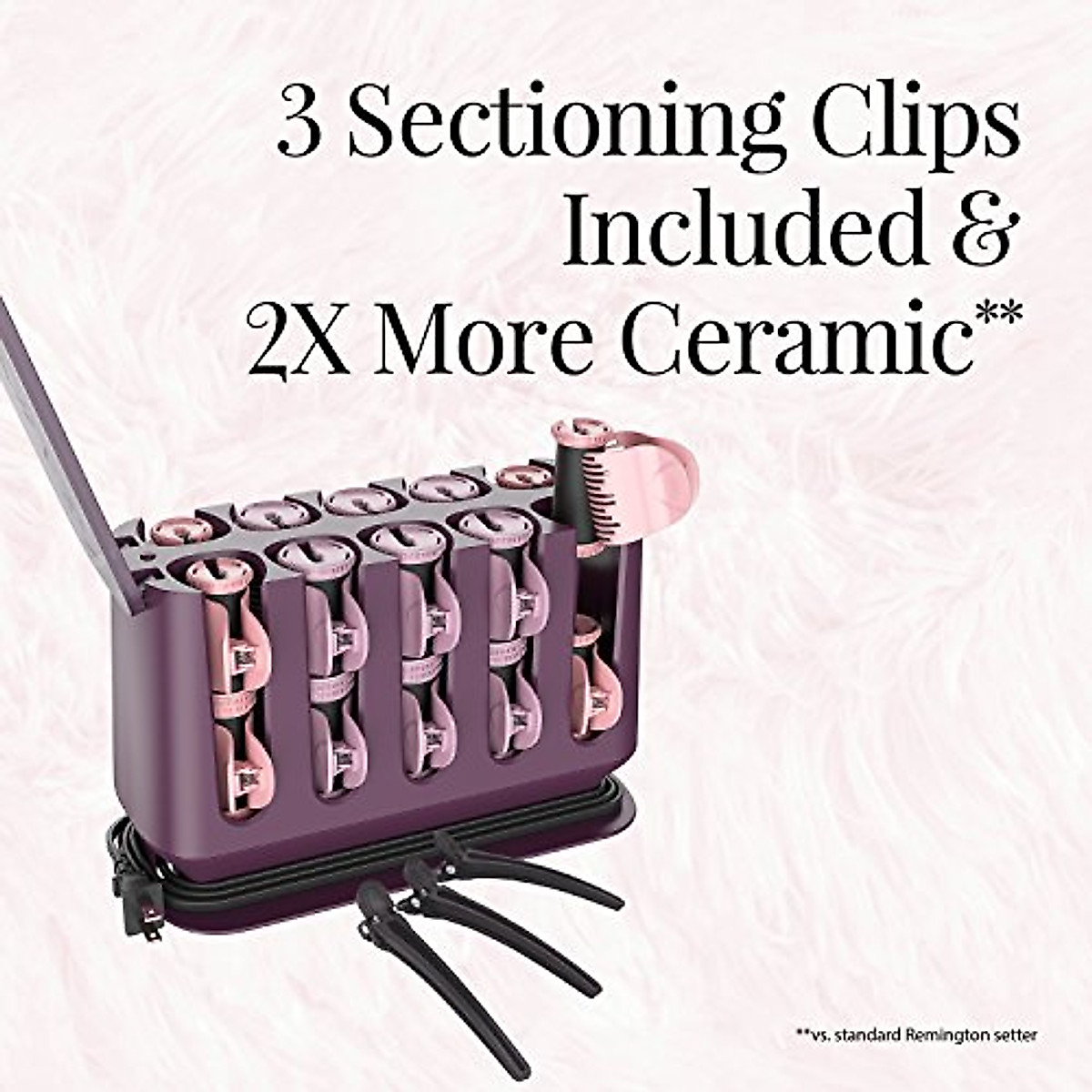 Remington H9100S Pro Hair Setter with Thermaluxe Advanced Thermal Technology Electric Hot Rollers 11 ¼", Purple, 1 Count