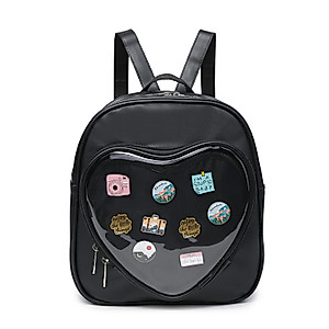 CHERRY SAUCE Womens Girl's Fashion Backpack Purses Handbags and Shoulder Bag Leather PU bag (CS2122-Black