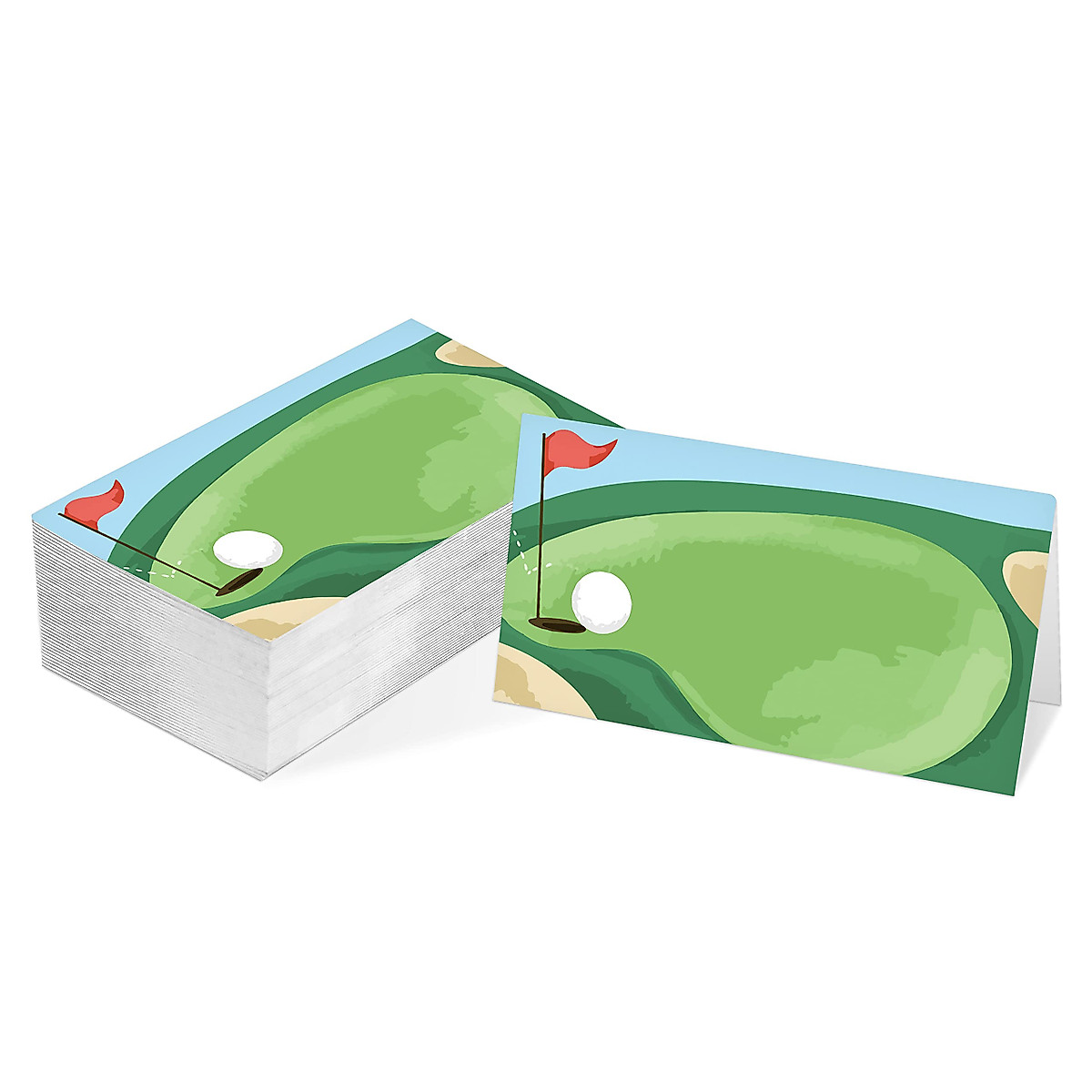 Table Place Card, Golf Themed Tent Style Cards, Pack of 25 Half-Fold Reception Place Card, Hole in One Sport Food Labels, Perfect for Baby Shower, Birthday Party C05