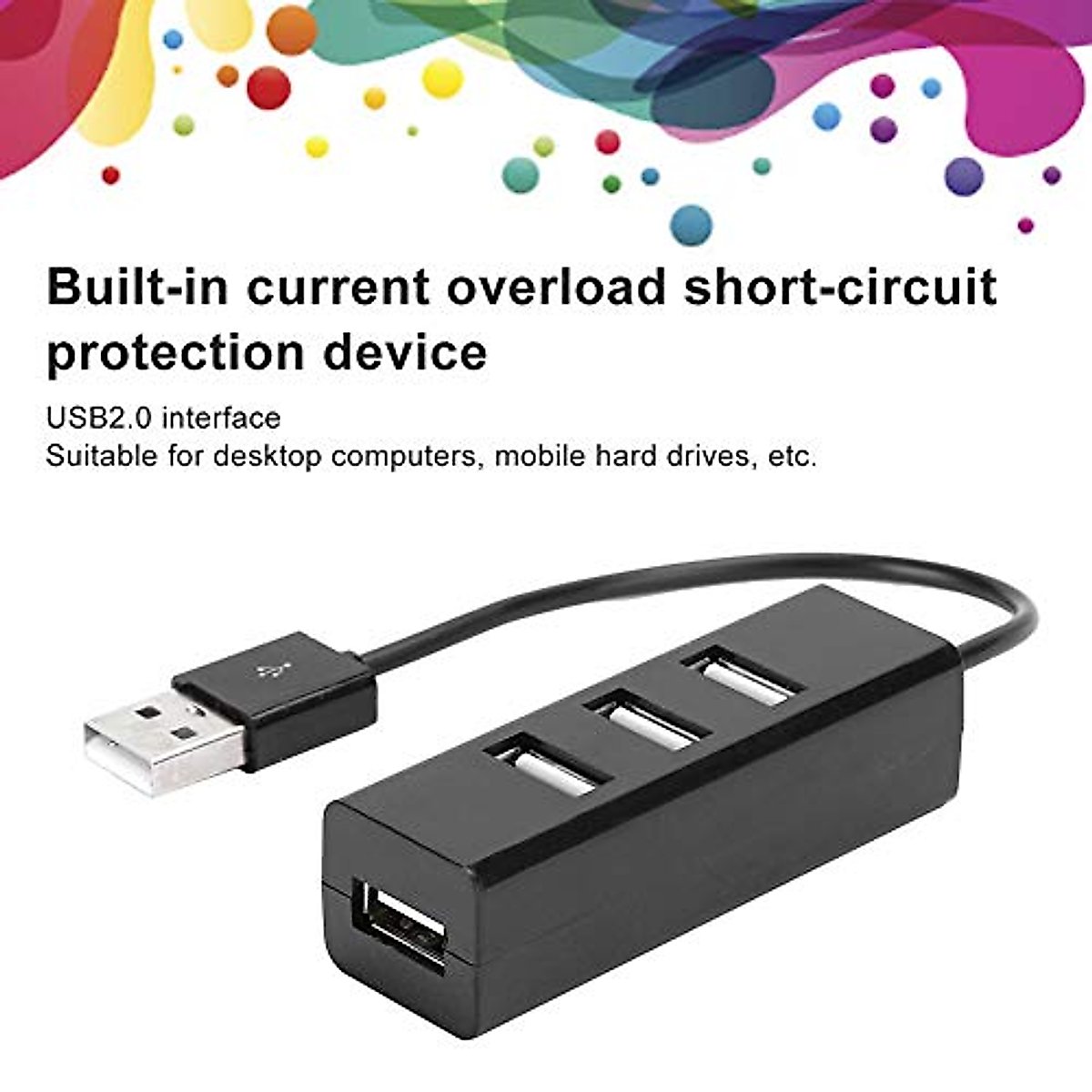 Salaty 4‑Port Hub, USB2.0 Hub 2Pcs Plug and Play for Notebooks(4USB Interface-Black, Pisa Leaning Tower Type)