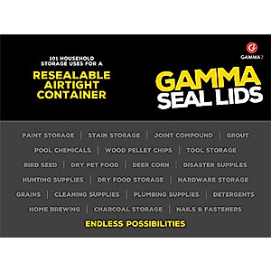 Gamma2 Seal Lid - Pet Food Storage Container Lids - Fits 3.5, 5, 6, & 7 Gallon Buckets, White, 4122E