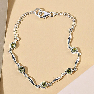 Shop LC Peridot Link Bracelet for Women 925 Sterling Silver Infinity Birthstone Jewelry Gifts for Women 7.25" Cttw 0.8 Birthday Gifts