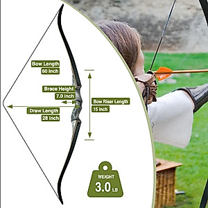 Black Hunter Takedown Recurve Bow, 60" Right Handed with Ergonomic Design for Outdoor Training Practice (30lb, Right)