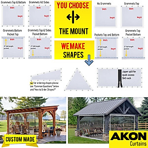 AKON Curtain Track Custom Pavilion Tarp Sides | Made to Order | Waterproof | 100% UV & Weather Resistant