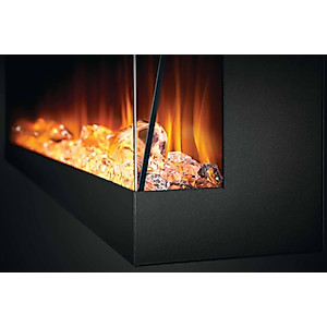 Napoleon Trivista Pictura 60 3-Sided Electric Linear Fireplace - Built-in Design - Multi-Color Flames with Large Crystal Cubes and Natural Looking Birch Logs - NEFL60H-3SV