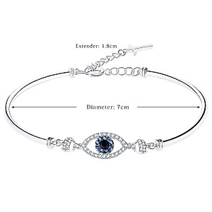 SUE'S SECRET Evil Eye Bracelet Crystal Jewelry Bangle with a Tiny Cross Extender for Women Mothers Day Easter Gifts for Mom Anniversary Day Birthday