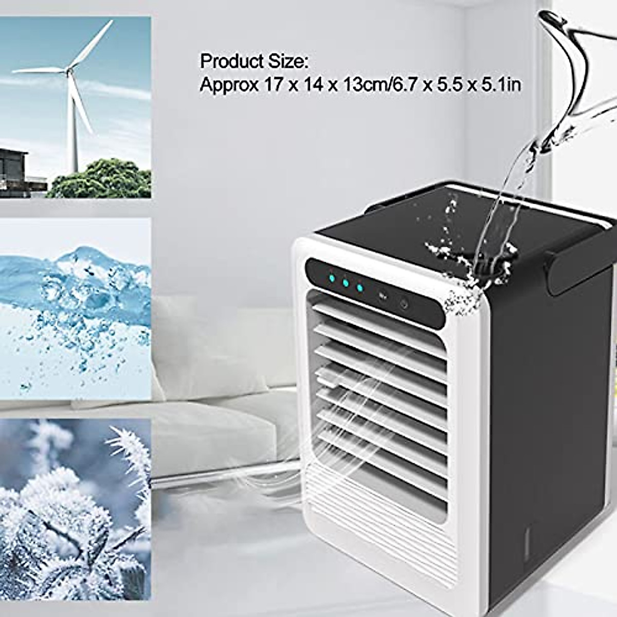 Portable Air Conditioners, Personal Space Mini Cooler Evaporative Desktop Spray Fan with 3 Wind Speeds Small AC Cooling Cool Mist Humidify Handle for Bedroom Room Home Camping Car Tent RV
