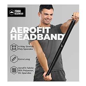 Tough Headwear Tie Headband for Men - Tennis Headband for Women, Sweat Band for Workout, Running, Football, Basketball, Athletics - Midnight Black