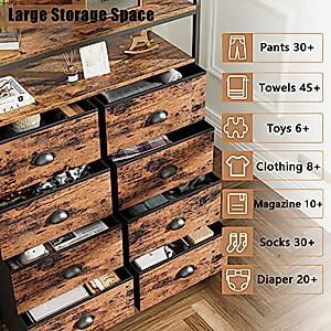 Furologee Rustic Wide Storage Cabinet with 3 Drawer, 2 Shelves and Door, 8 Storage Drawers Dresser forfor Books/Document/Decoration in Home Office,Bedroom, Entryway, Hallway,Kitchen