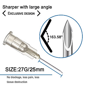 Careach 100pcs 27Gauge 1 inch Needle for Industrial Lab Accessories, Measuring and Refilling Inks