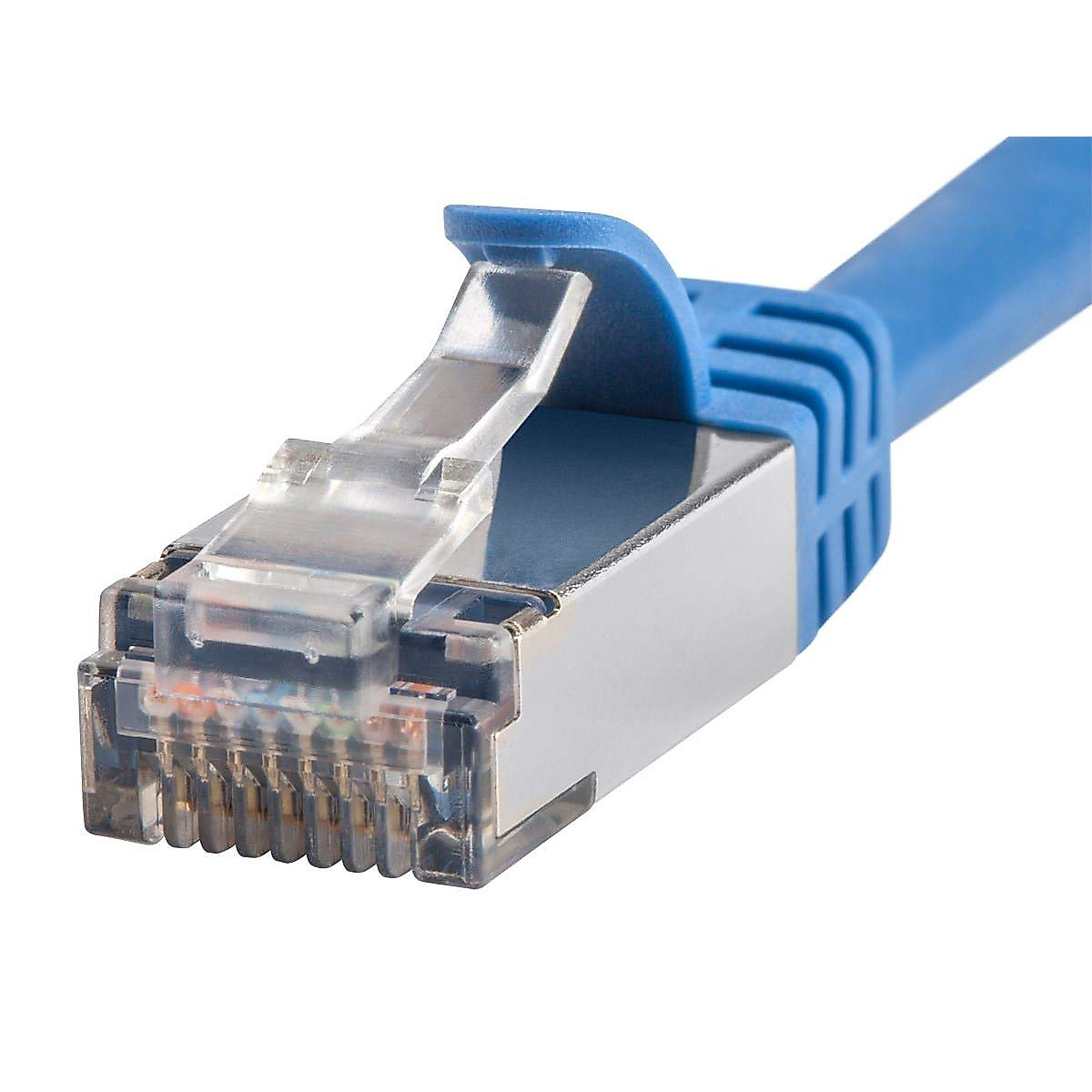 Monoprice Cat7 Ethernet Patch Cable - Flexboot RJ45, Stranded, 600Mhz, S/FTP, CMX, 26AWG, 100 Feet, Blue - Entegrade Series