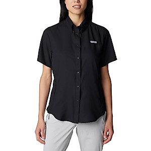 Columbia Women's PFG Tamiami II UPF 40 Short Sleeve Fishing Shirt, Black, Medium