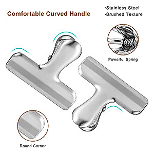 6 Packs 3Inch / 76mm Wide Stainless Steel Clip, Heavy Duty Chip Bag Clips, for Food Bags Sealing Coffee Bags Sealing in Kitchens Offices,6 Pcs Silver