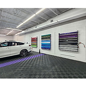 Generic 3 Roll Black Wall Mount Storage System Rack Kit for Car Vinyl & Tint- Large Sign & Banner Material Holder, Fabric Spool Convenient Craft Stand (With 68"" Poles, Black Powder Coating)