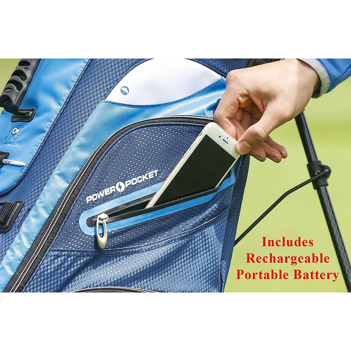 Izzo Golf Versa Ultra-Lite Stand Golf Bag With Exclusive Features, Light Blue/White