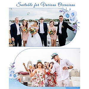 Skicuff 2 Pcs Bride Groom Captain's Hats for Bachelorette, Bridal Shower and Wedding Party