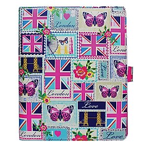 Accessorize Love London Fashion Universal iPad Folio Case Cover with Built-in Stand for iPad 2/3/4, iPad Air/Air 2
