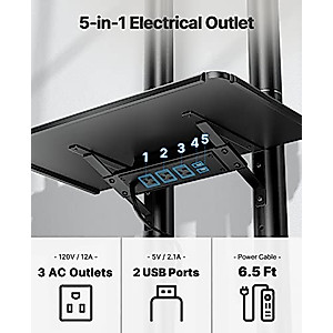 HUANUO TV Stand with Power Outlet, Rolling TV Stand for 32-85 Inch Flat/Curved LED TVs, Tilt TV Cart with Adjustable Shelf, Mobile TV Stand on Wheels Holds up to 132 lbs Max VESA 600x400mm HNTVMC01